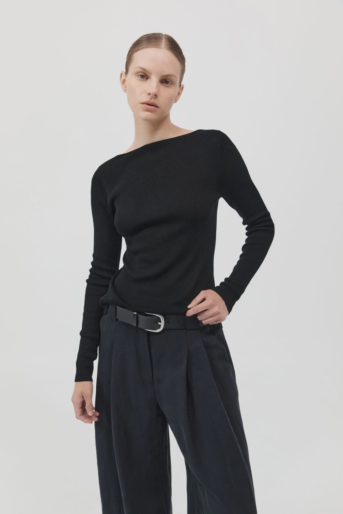 Rouleau Tie Reversible Knit Top - Black – Kind Curations
