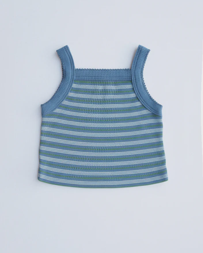 Girls Classic Singlet - Green Retro Stripe – Kind Curations