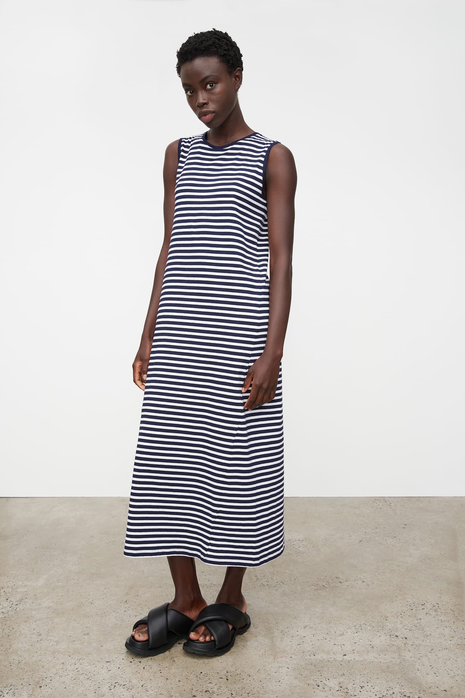 Long Singlet Dress - Navy Stripe – Kind Curations